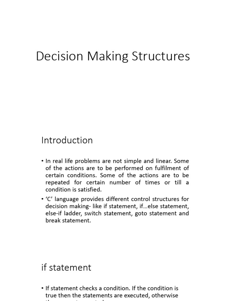 Control Structure in C-Decision Making Structures | PDF | Computer Science | Computing