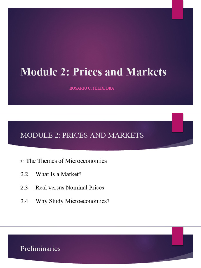 Module 1.2 Prices and Markets Pptx Copy | PDF | Economics | Microeconomics