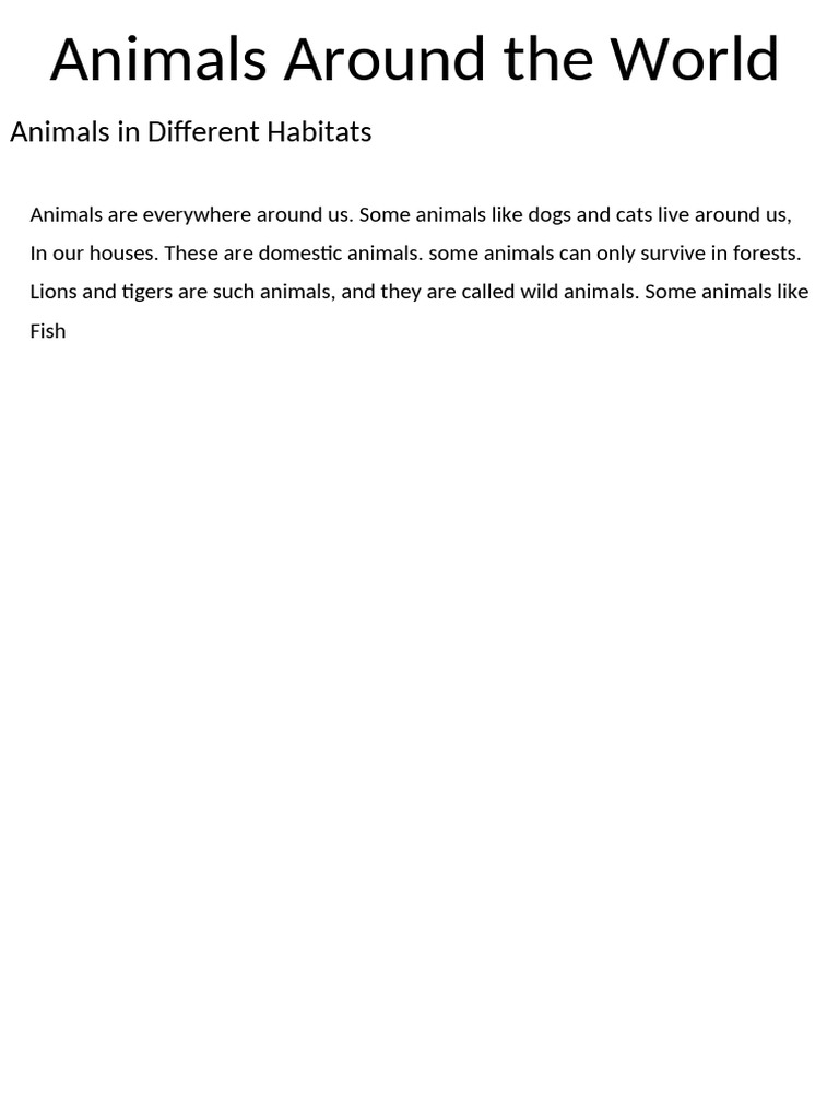 Global Animal Habitats Explained | PDF