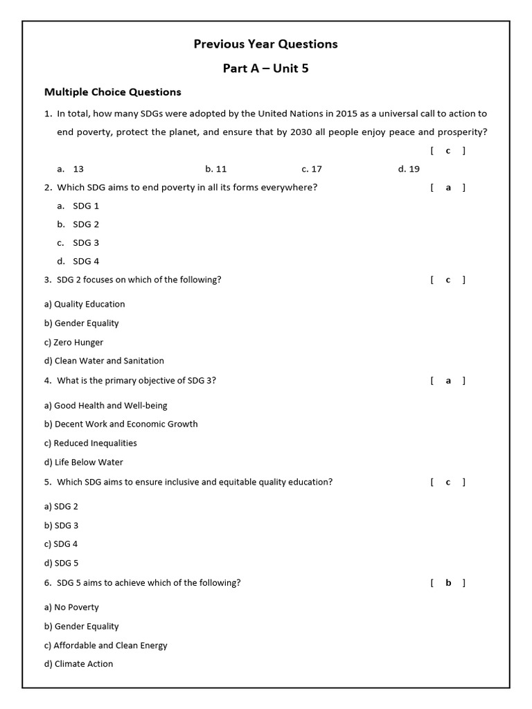 Sustainable Development Goals Quiz | PDF | Sustainability | Sustainable ...