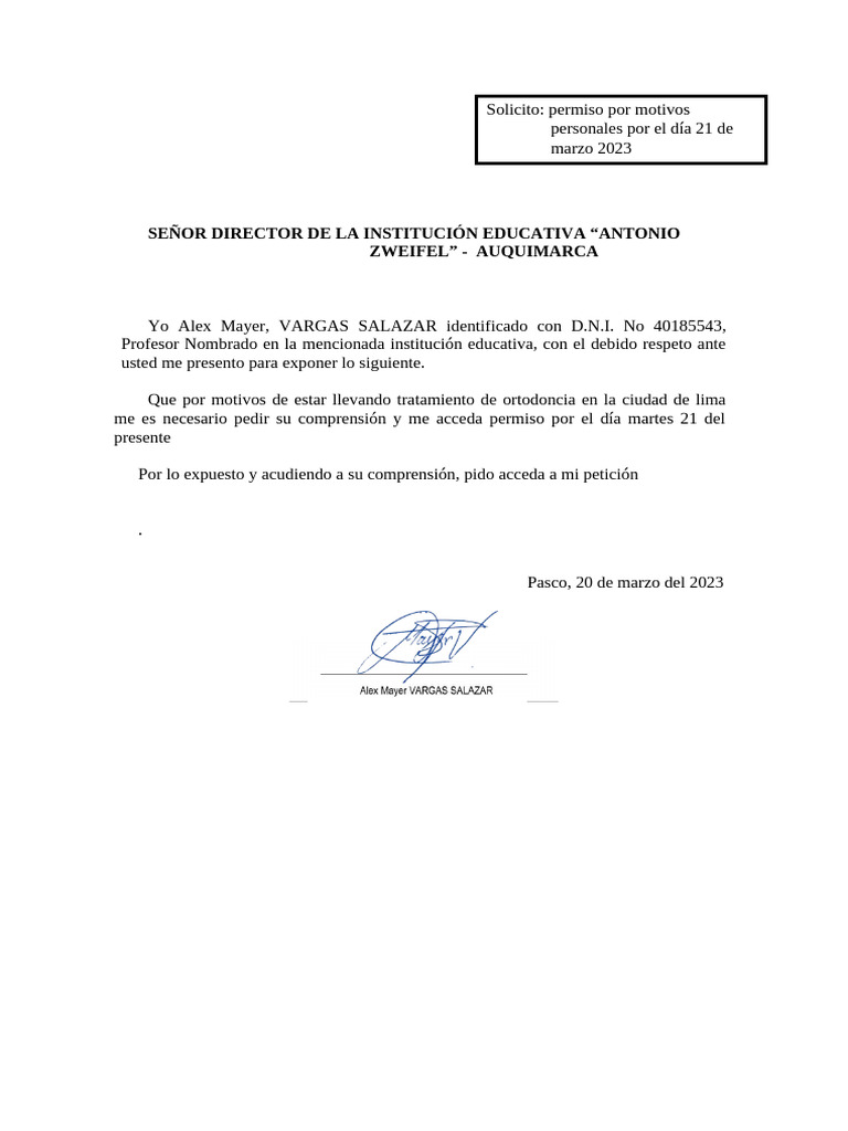 SOLICITO PERMISO | PDF