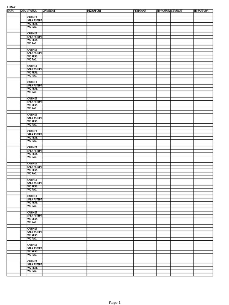 Grafic Curatenie | PDF