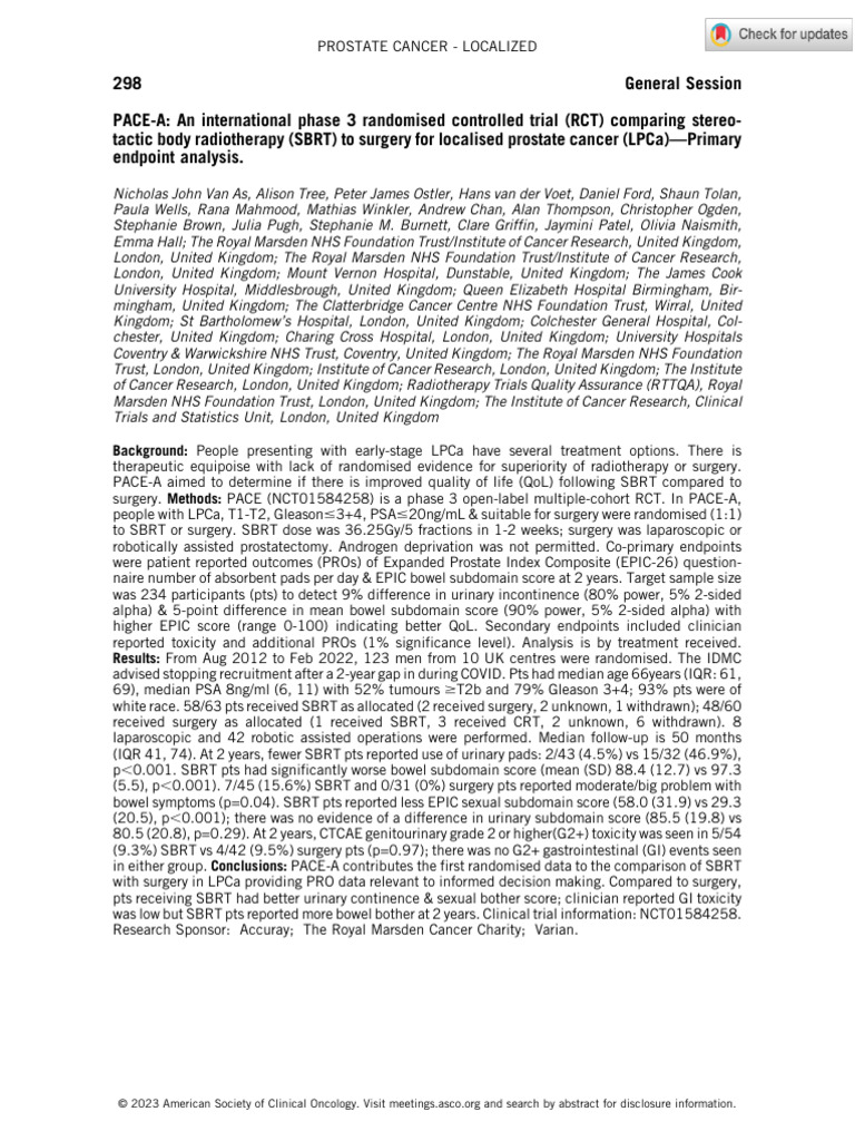 Van As Et Al 2023 Pace A An International Phase 3 Randomised Controlled ...