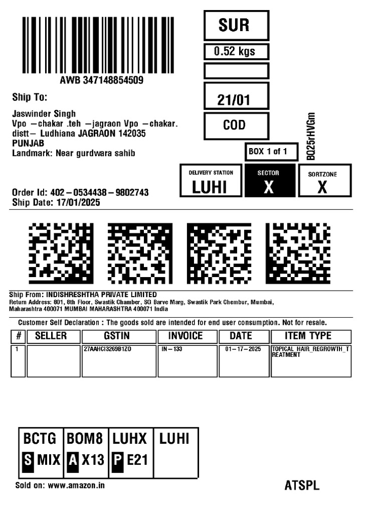 Amazon Easyship Label - Olive Almond and Coconut Shikakai 180ml Combo ...