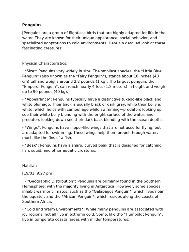 Penguins | PDF | Penguin | Birds