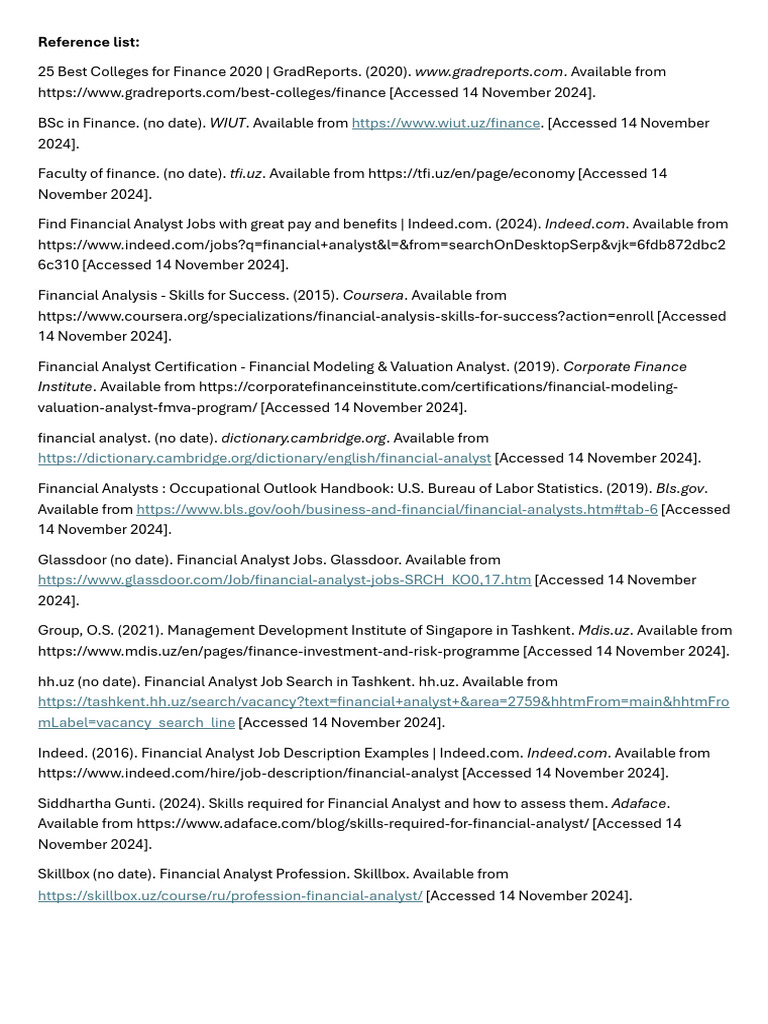 DPI - reference list | PDF | Financial Analyst | Economics