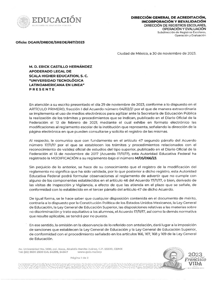 Reglamento Institucional UTEL 2024 | PDF | Titulo academico