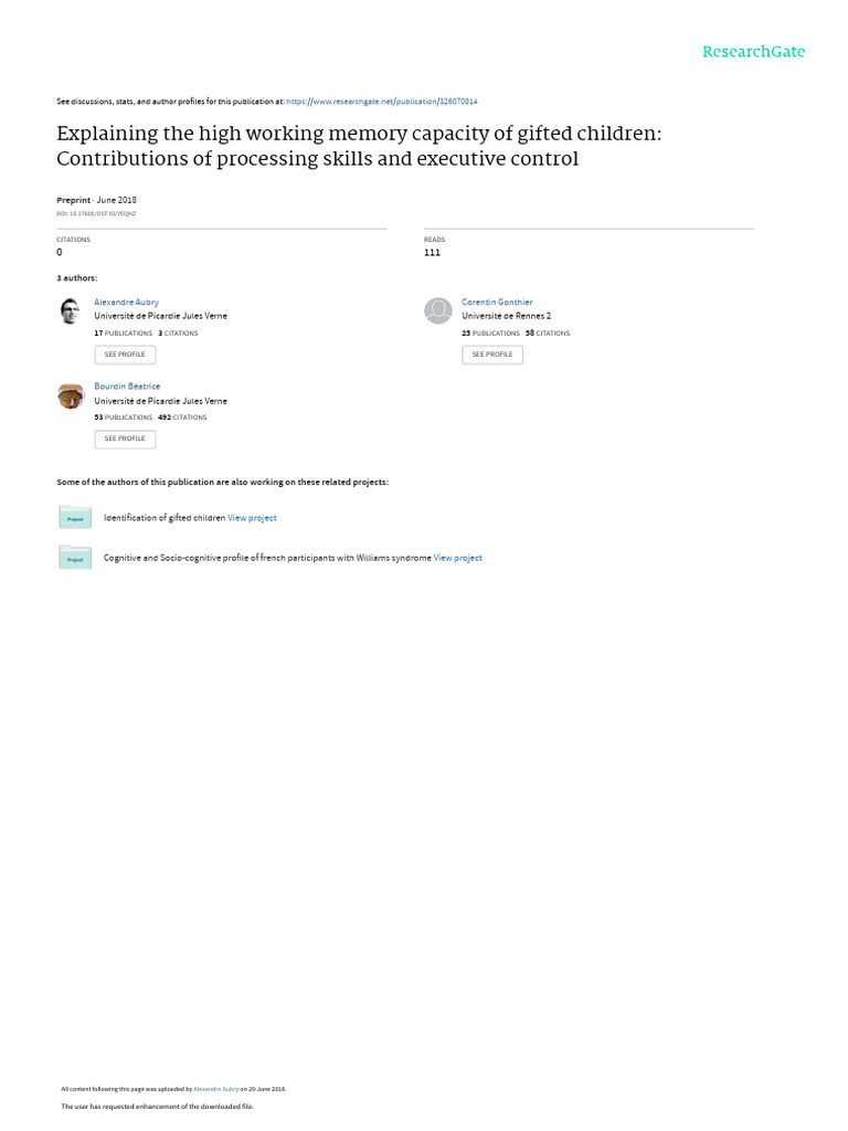 WMC in Gifted Children Preprint | PDF | Intellectual Giftedness ...