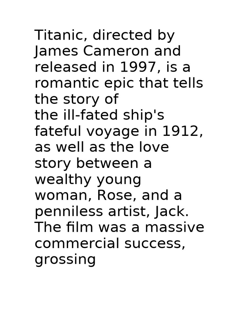 Titanic Film Review: Love and Tragedy | PDF