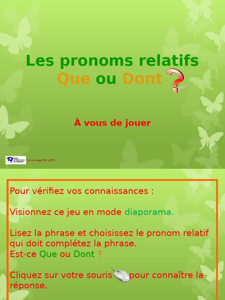Exercices sur les pronoms relatifs | PDF
