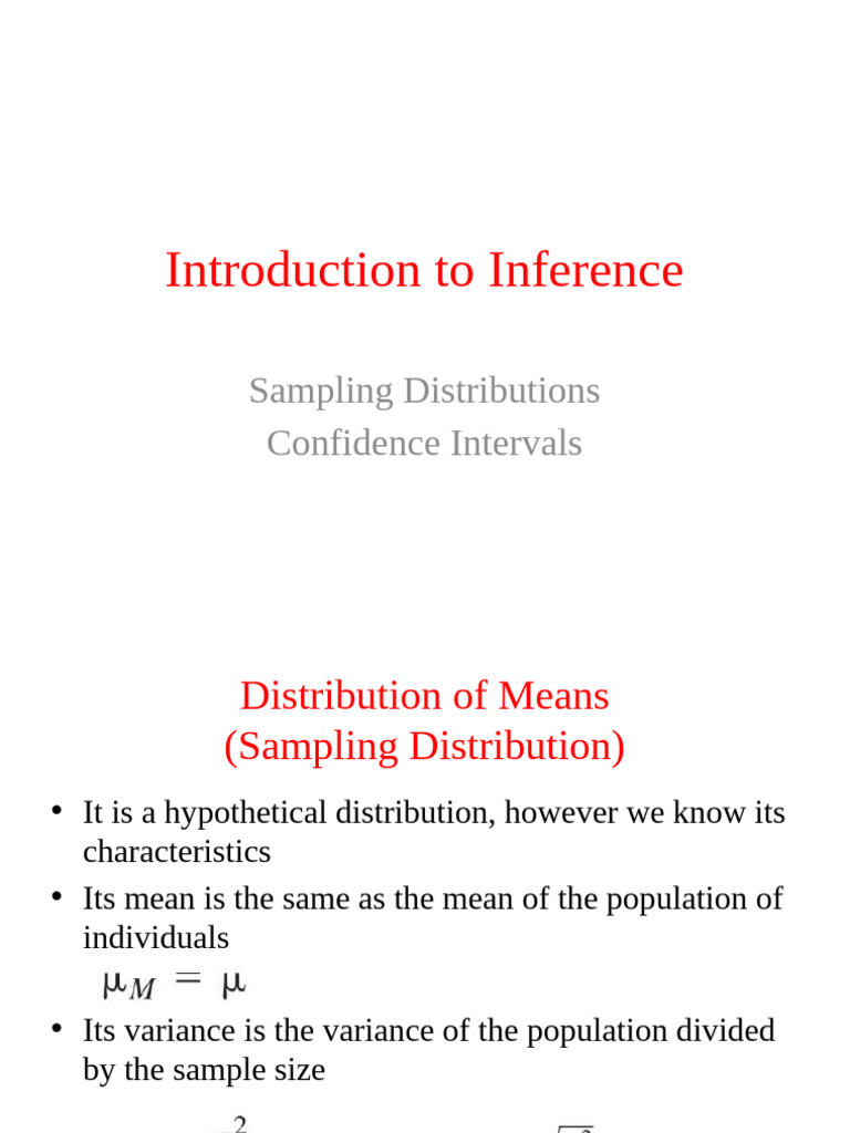 6 Introduction To Inference Part 1 Pdf Confidence Interval