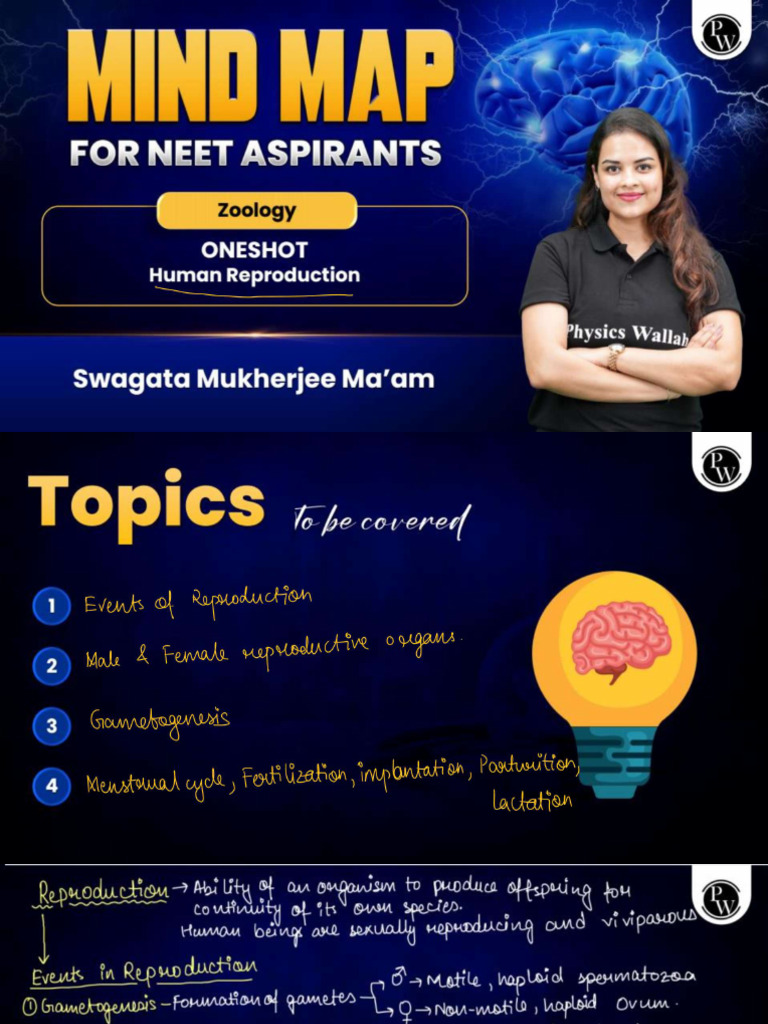 Human Reproduction - Class Notes - NEET Mind Map 2025 | PDF