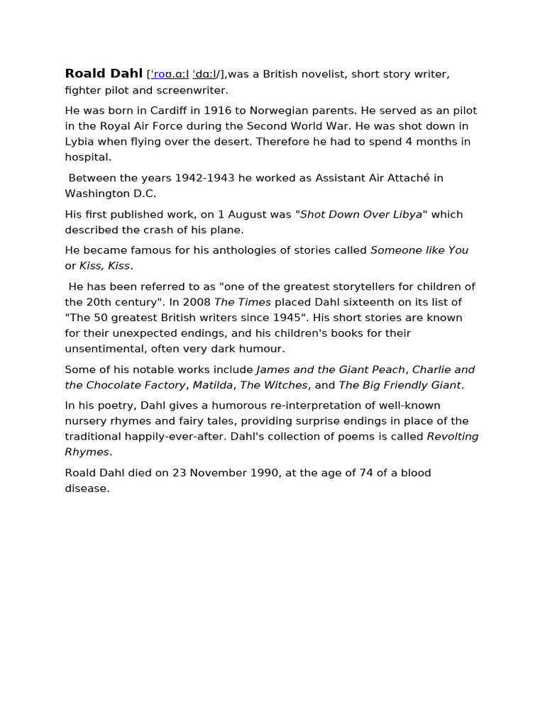 Roald Dahl | PDF