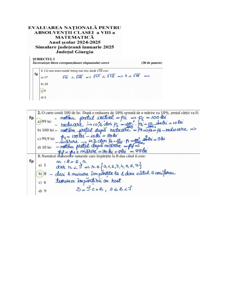 Rezolvare EN Simulare Giurgiu Ianuarie 2025 | PDF