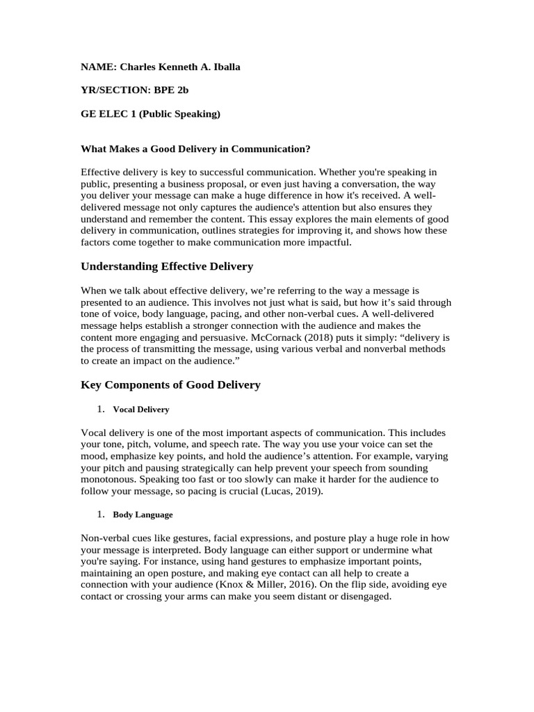 Effective Public Speaking Skills | PDF | Body Language | Nonverbal ...