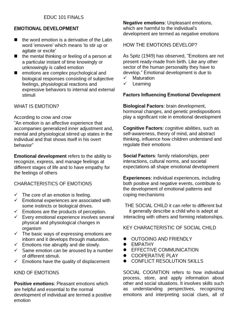 Educ 101 Finals | PDF | Emotions | Family