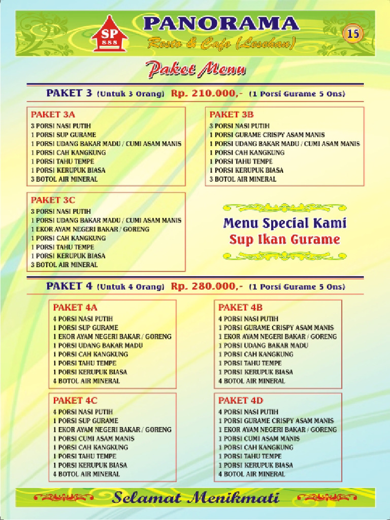 Menu Panorama | PDF