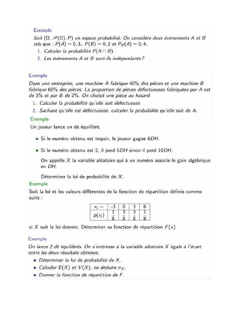 Exercices Proba | PDF