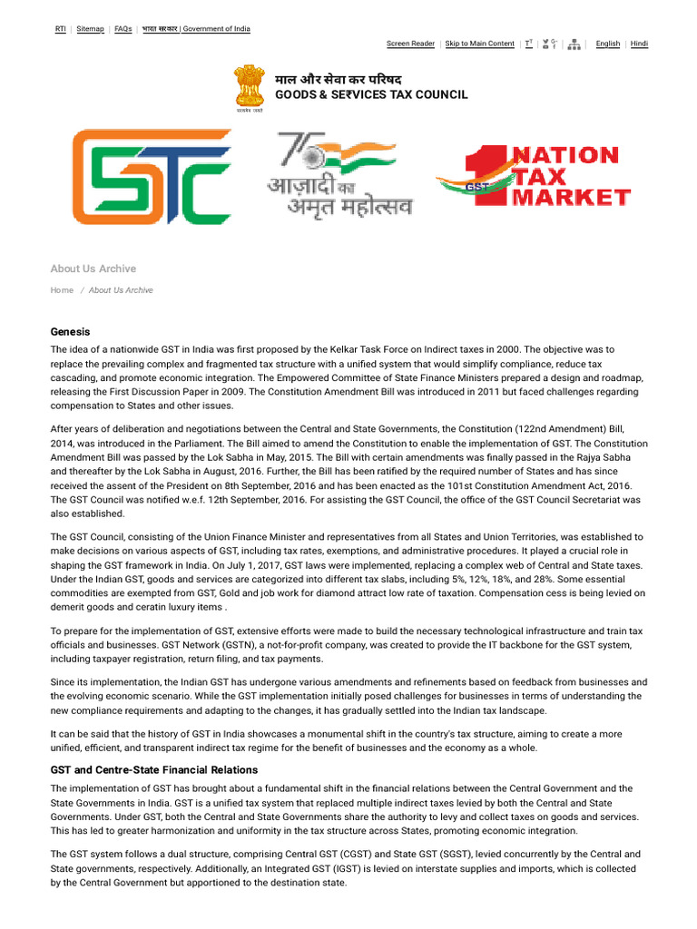 About Us Archive - Goods and Services Tax Council | PDF | Value Added ...