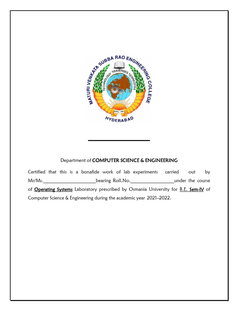 os lab record 21-22 | PDF | Operating System Technology | Software Engineering
