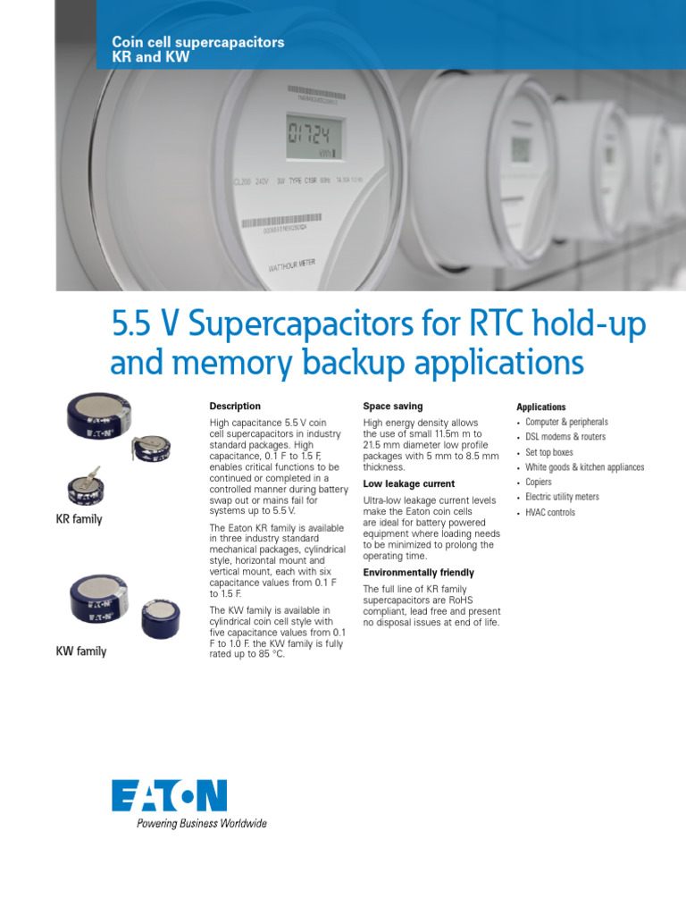 Eaton Coin Cell Supercapacitor Product Aid | PDF | Capacitor ...