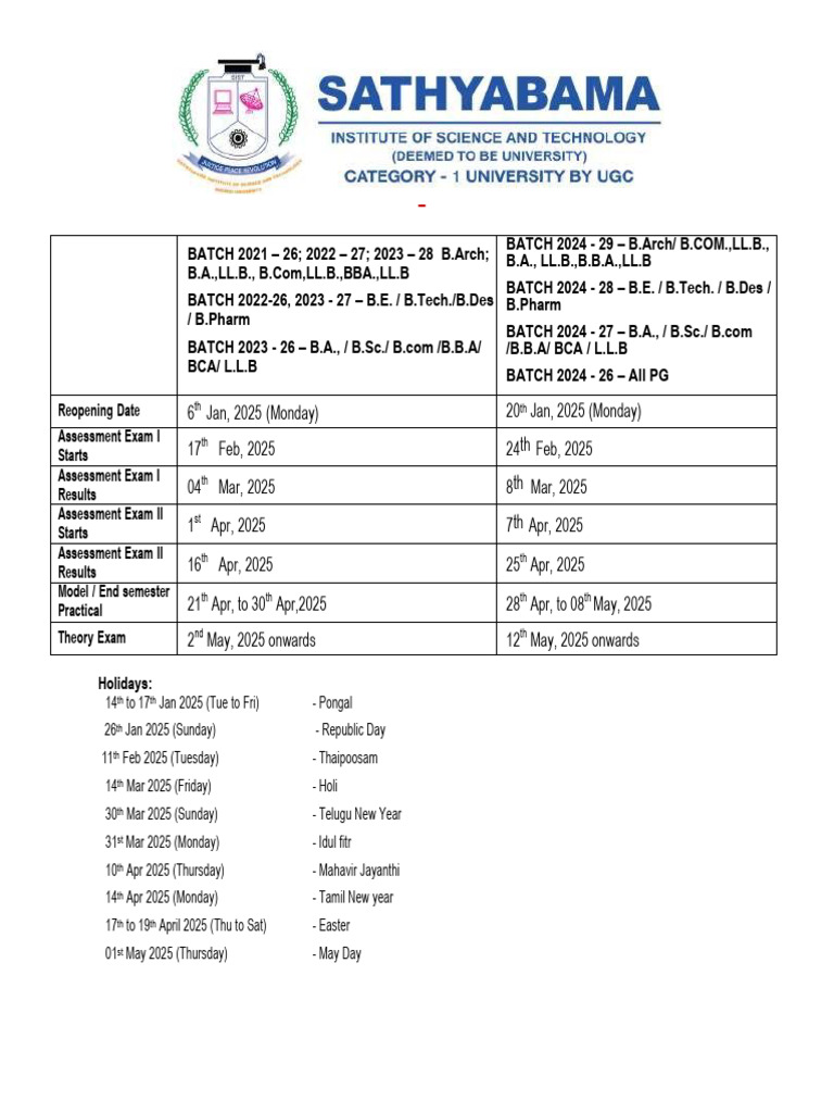 Even Semester Academic Calendar 2024-2025 | PDF