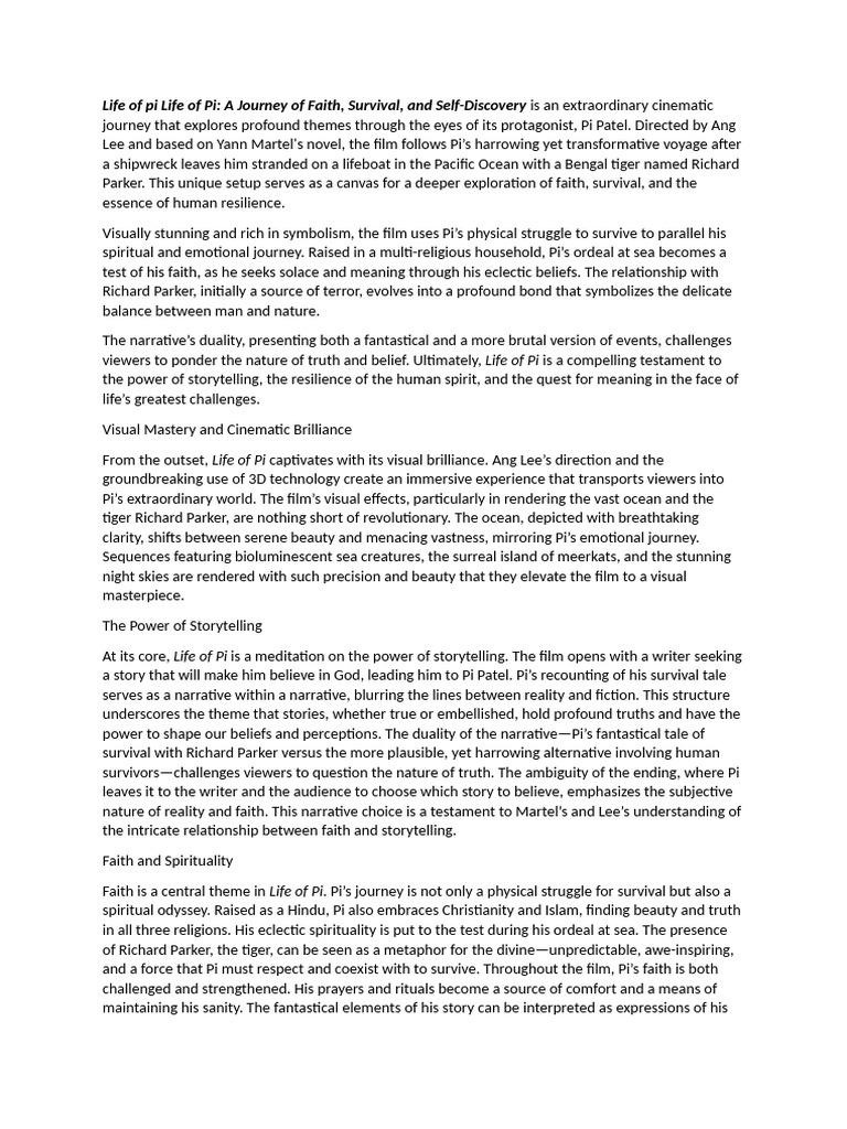 Life of Pi writeup | PDF