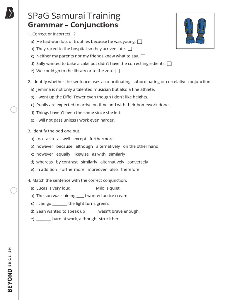 Grammar 6 Conjunctions Worksheet | PDF | Linguistics