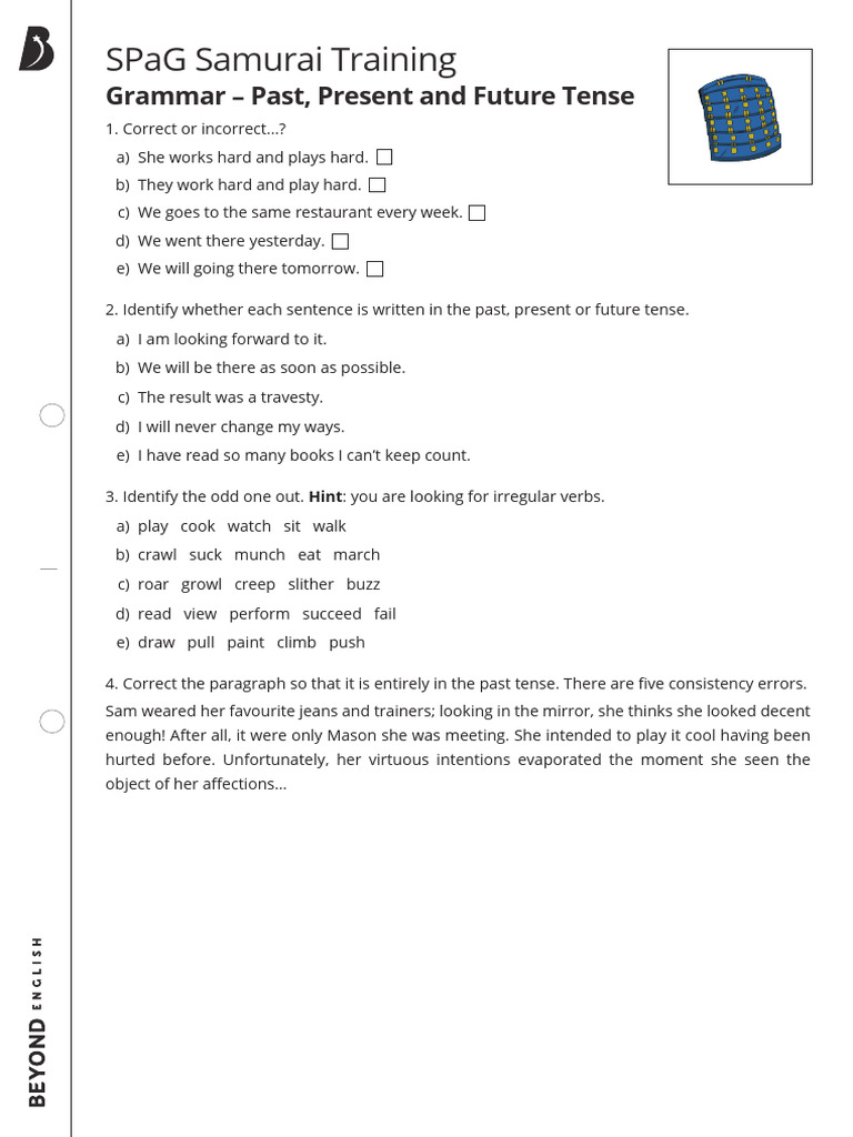 Grammar 7 Past Present and Future Worksheet | PDF