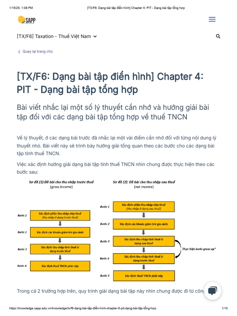 TX/F6 Dạng bài tập điển hình) 4 PIT Dạng bài tập tổng hợp | PDF
