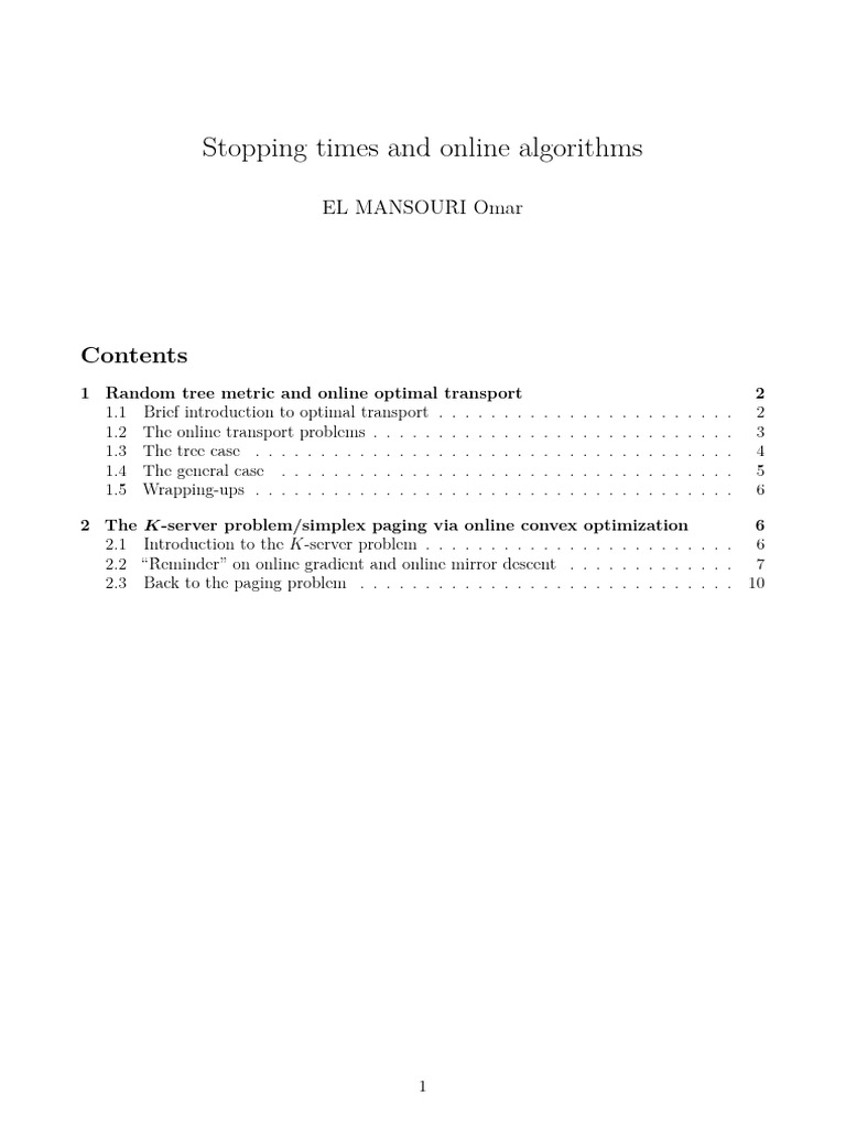 Online Algorithms for Optimal Transport | PDF | Applied Mathematics ...