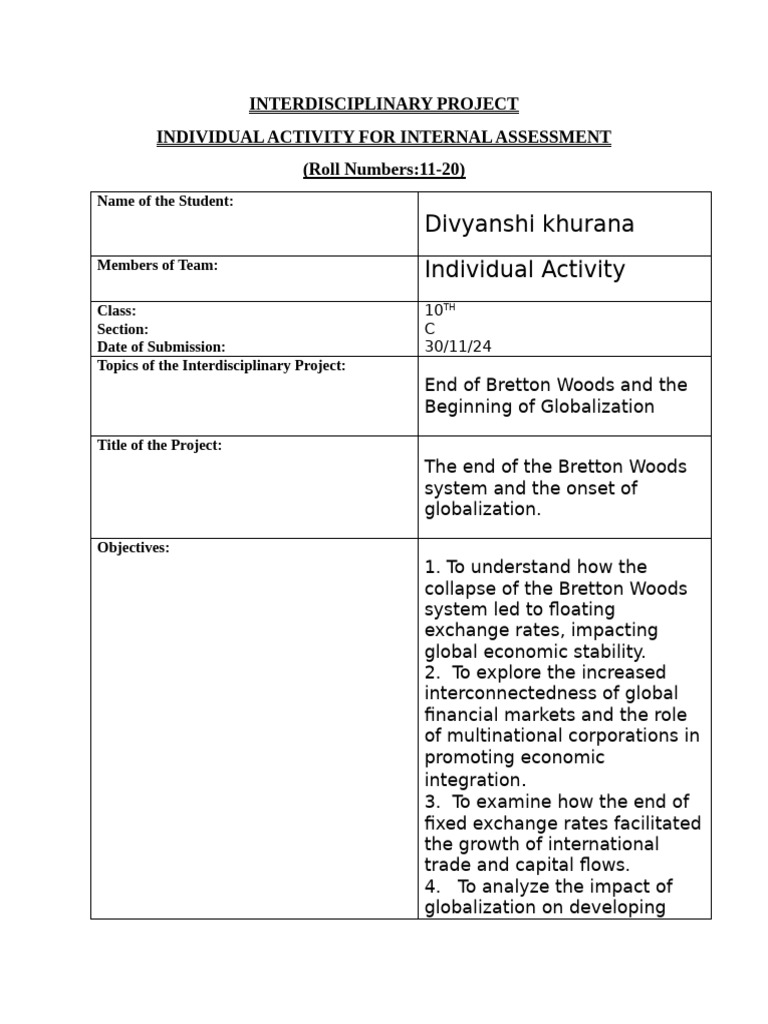 End of Bretton Woods and Globalization | PDF | Bretton Woods System ...