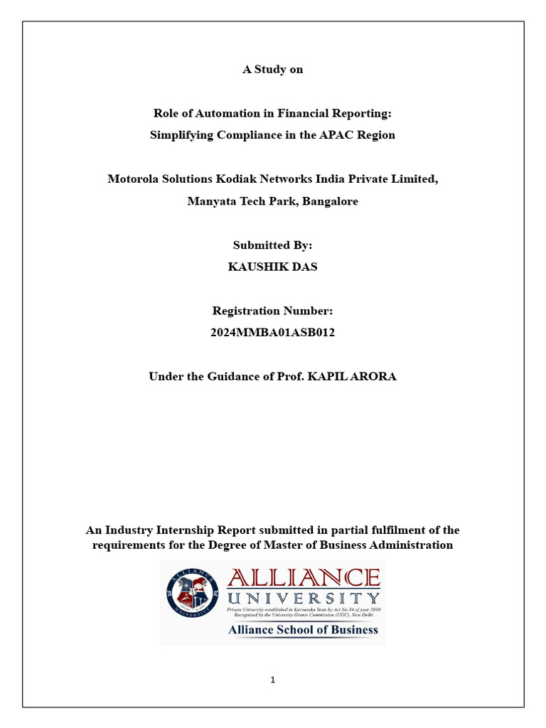 KAUSHIK DAS - First Progress Report | PDF | Financial Statement | Accounting