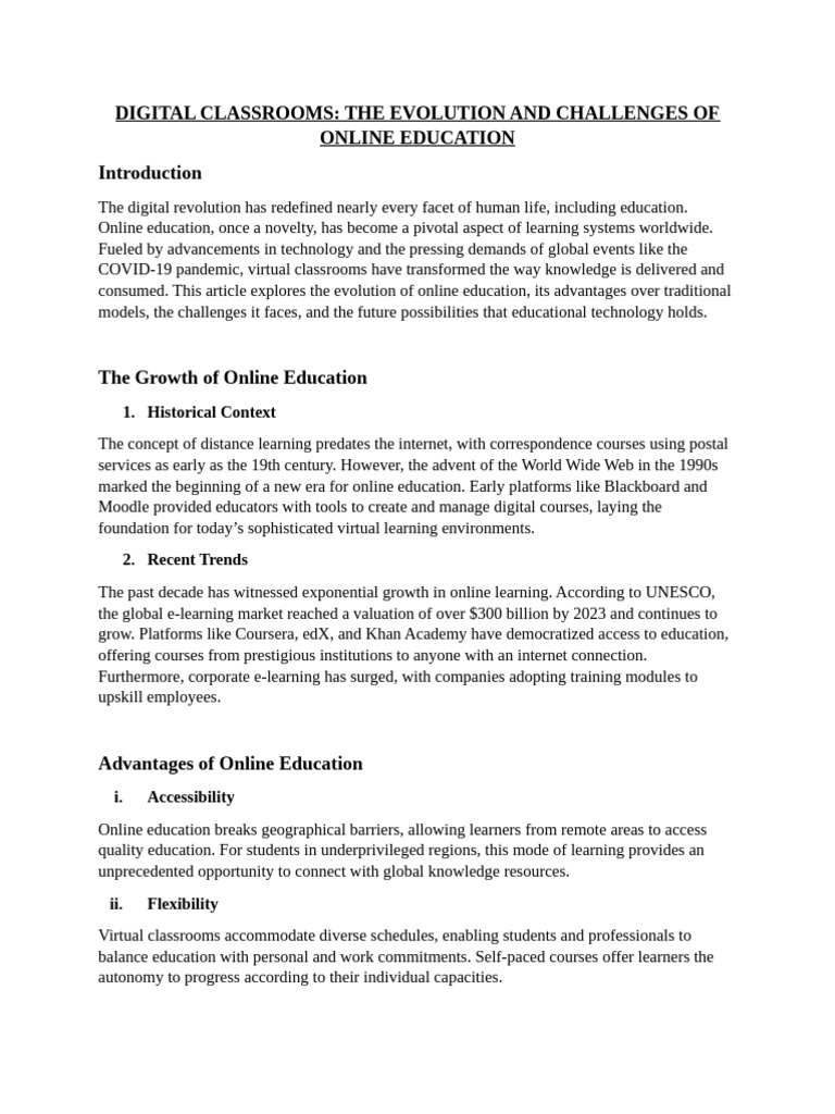 Evolution and Challenges of Online Education | PDF | Distance Education ...