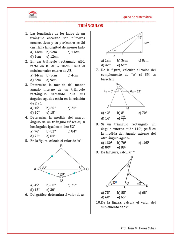 Ficha de triángulos | PDF | Triángulo | Rectángulo