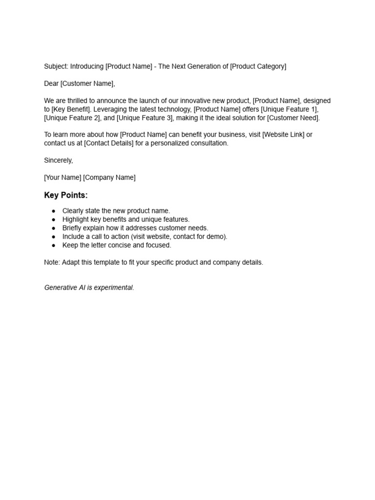 Draft a Sample Business Letter for Introducing a New Product to ...