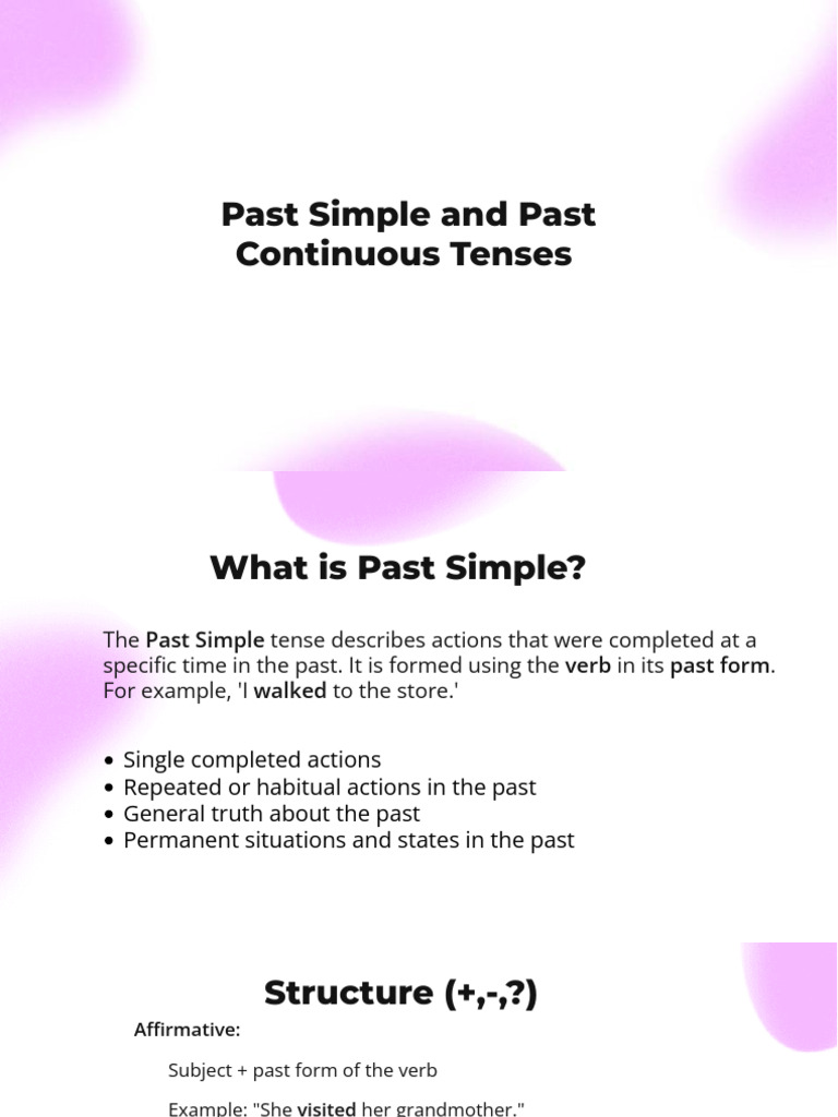 Past Simple and Past Continuous Tense | PDF