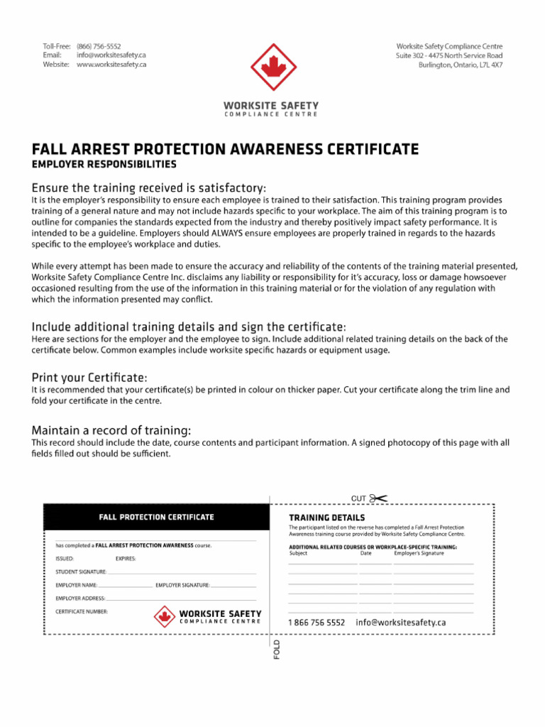 Fall Protection Certificate | PDF