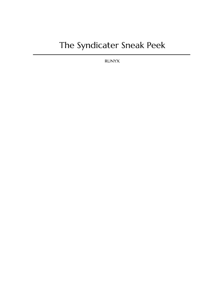 The Syndicater Sneak Peek - RUNYX | PDF