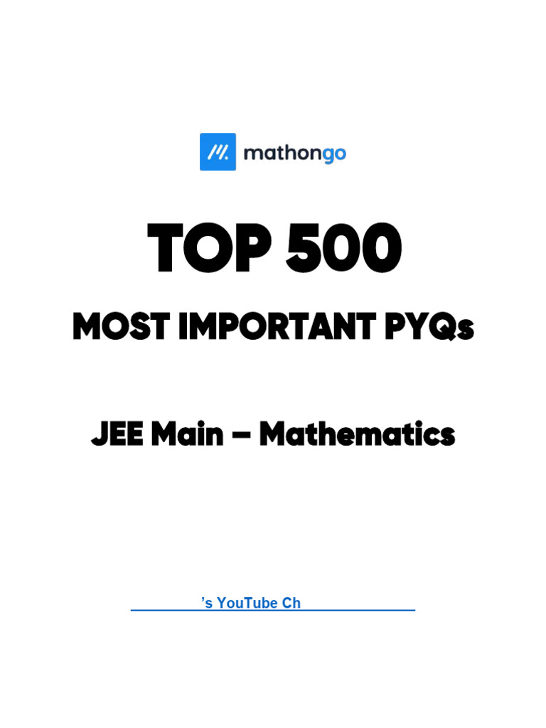 Maths Top 500 PYQ JEE | PDF | Line (Geometry) | Analytic Geometry