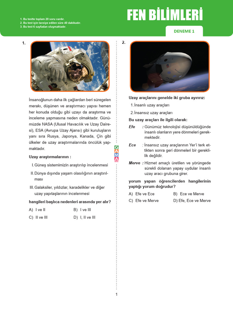 Nar 7 Fen Deneme | PDF