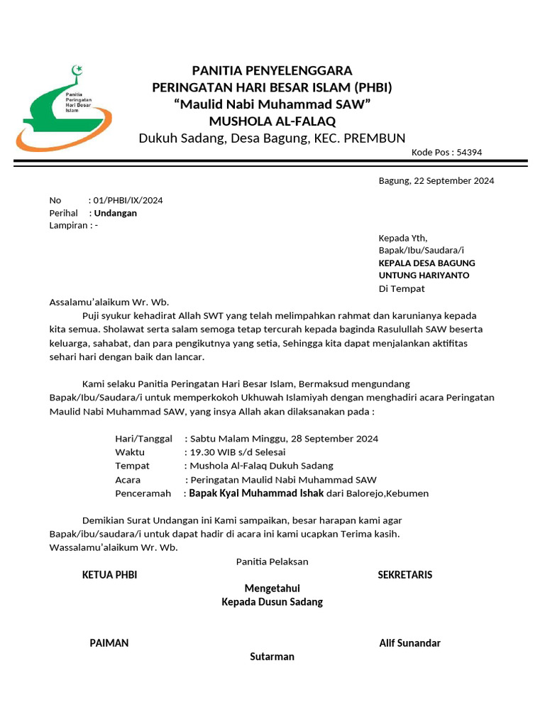 Undangan PHBI | PDF