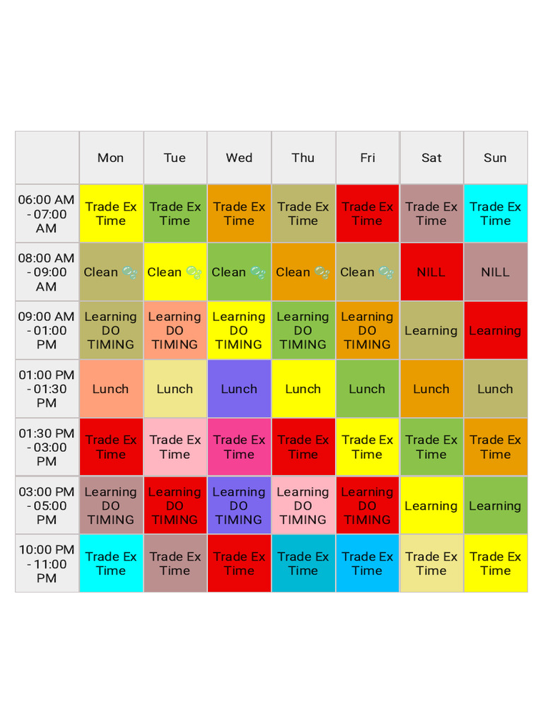 Weekly Time Table | PDF