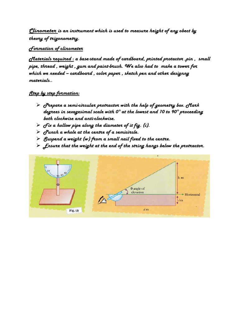 Clinometer Is An Instrument Which Is Used To Measure Height of Any ...