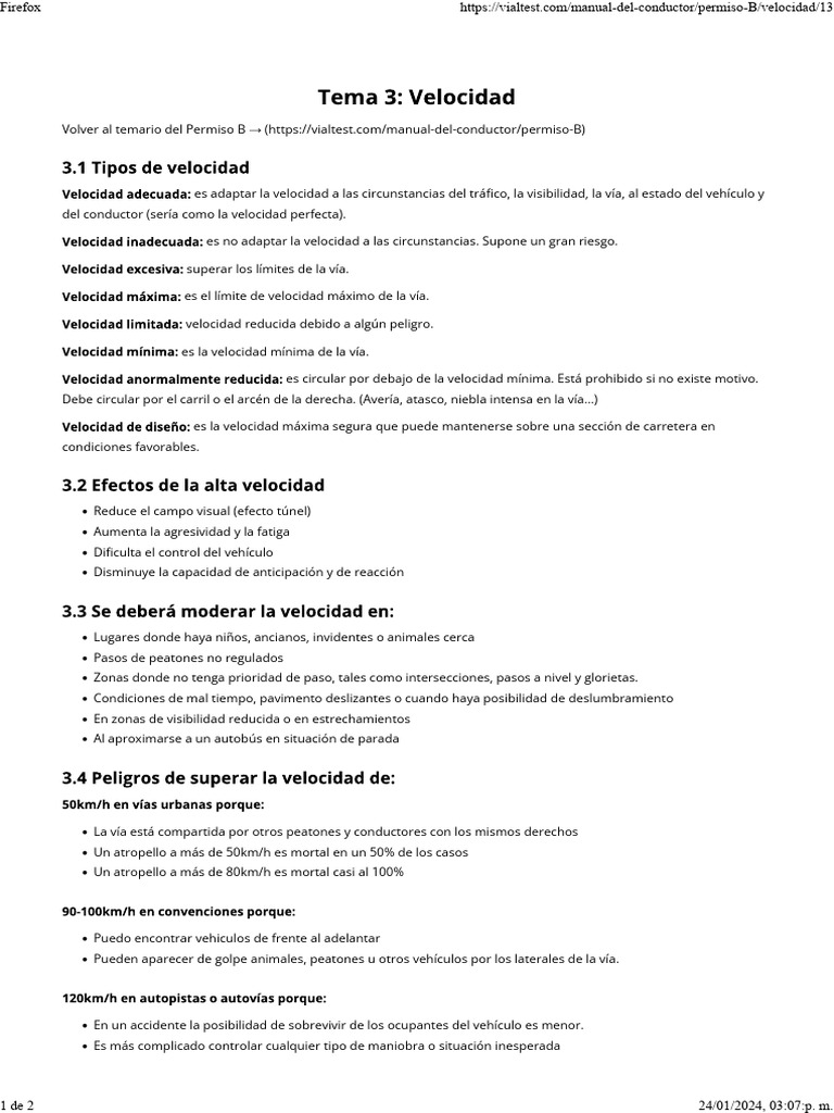 2 La Velocidad Y Sus Peligros Tabla De Velocidades PDF Peatonal