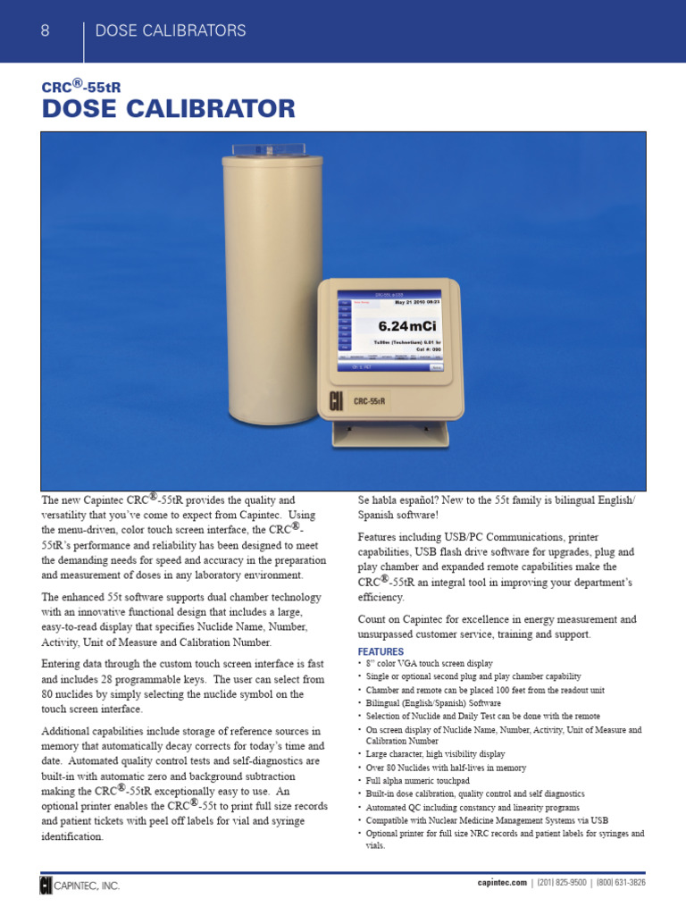 Capintec CRC®-55tR Dose Calibrator | PDF | Usb | Printer (Computing)
