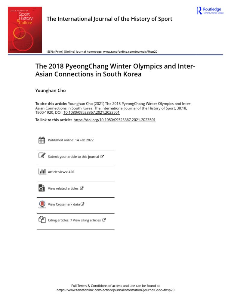 The 2018 PyeongChang Winter Olympics and Inter-Asian Connections in ...