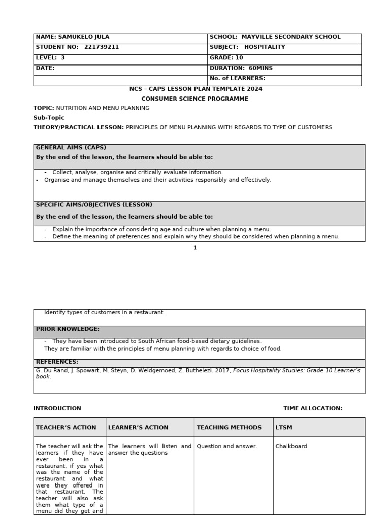 2024 For Sbe Caps Lesson Plan Template 2 | PDF | Teachers | Menu