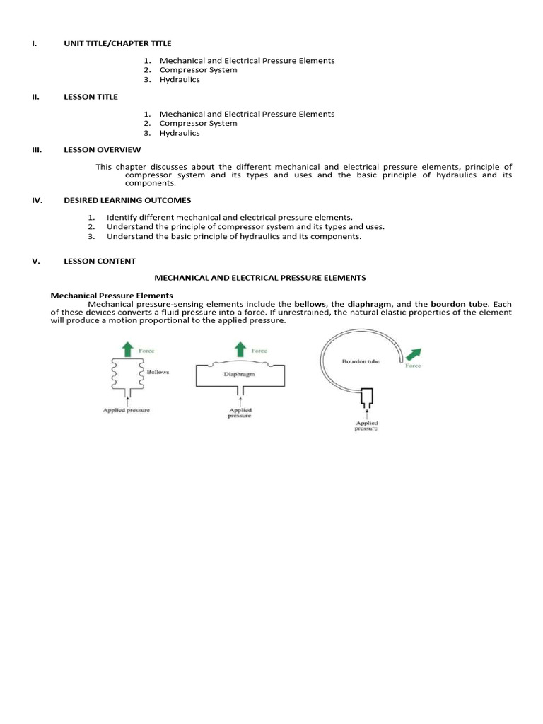 Mechanical and Electrical Pressure Elements | PDF | Pressure ...