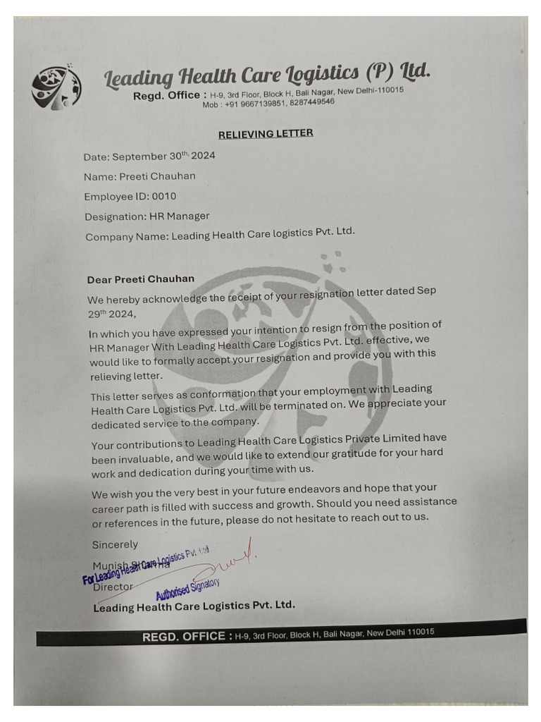 Relieving Letter | PDF